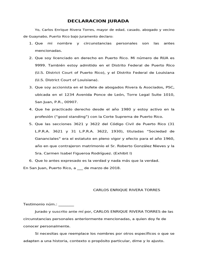 Declaracion Jurada-Cerr | PDF