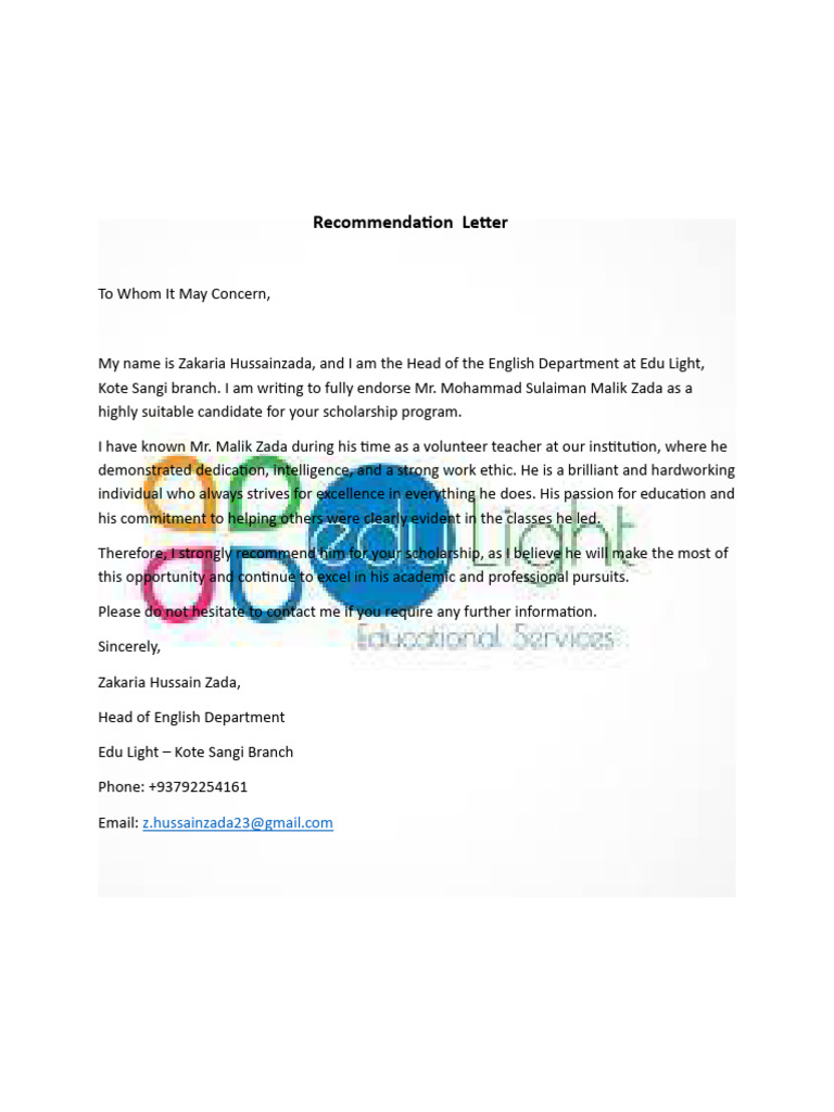 Recommendation of Letter Course3 | PDF