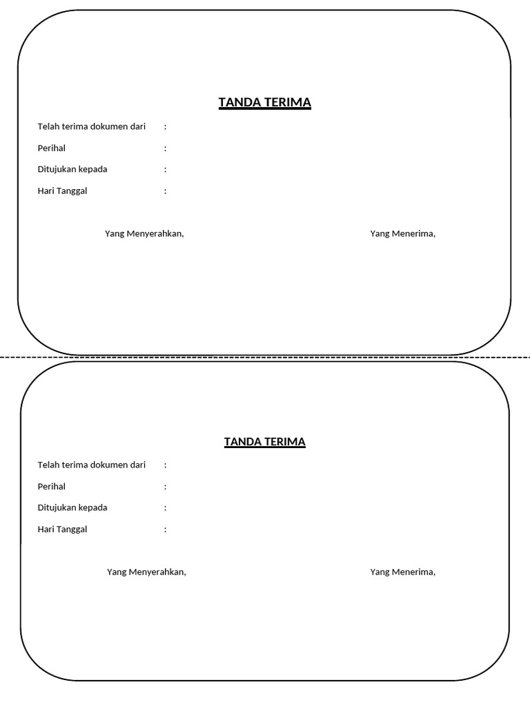 Contoh Tanda Terima Dokumen Sederhana | PDF