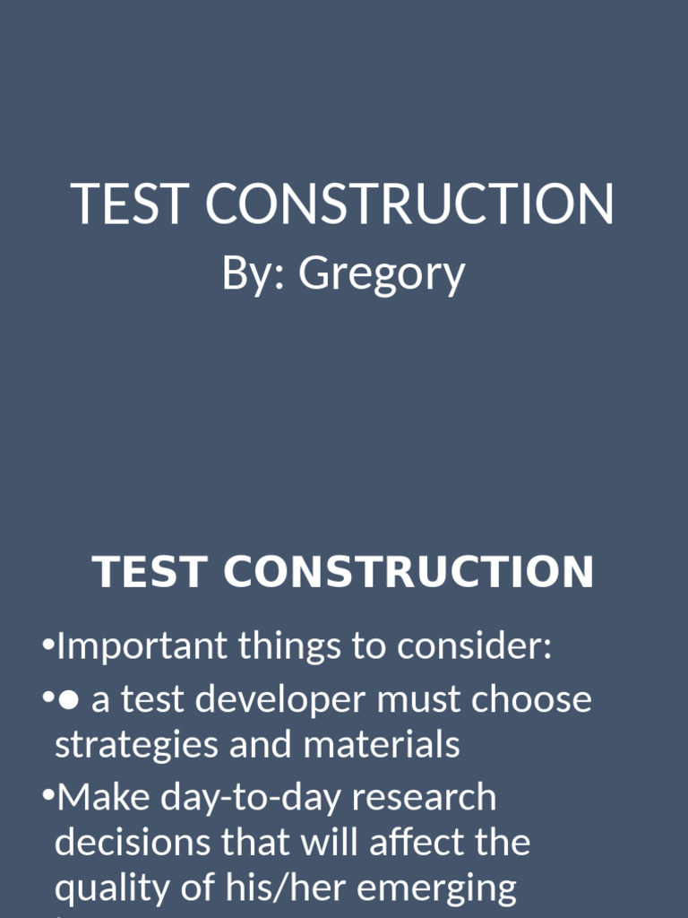 Topic 12A TEST CONSTRUCTION by Gregory | PDF | Intelligence Quotient ...