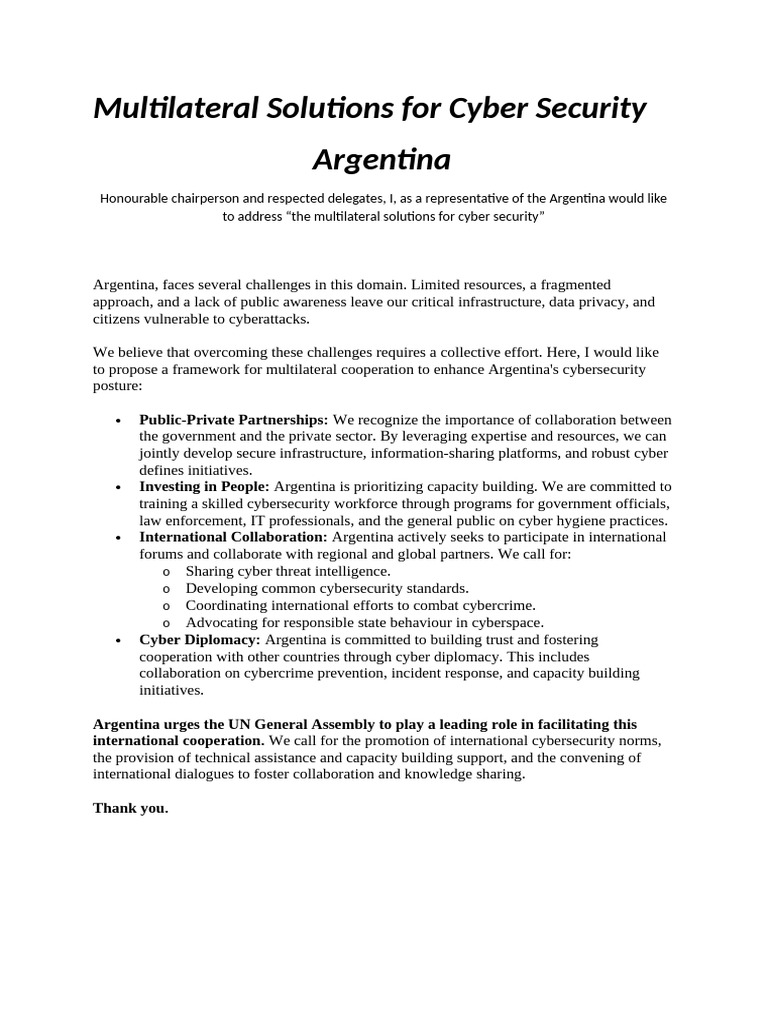 GSL ARGENTINA Multilateral Solutions for Cyber Security | PDF