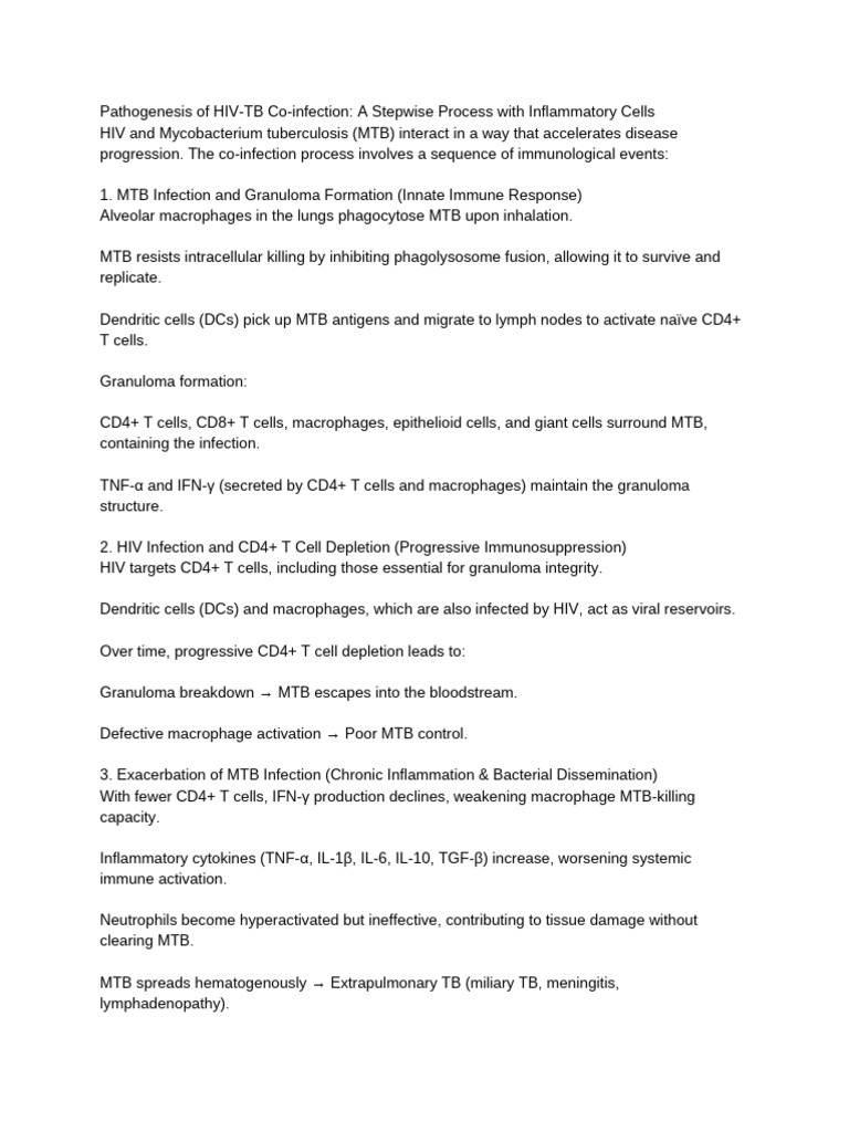 Pathogenesis of HIV-TB Co-Infection - A Stepwise Process With ...