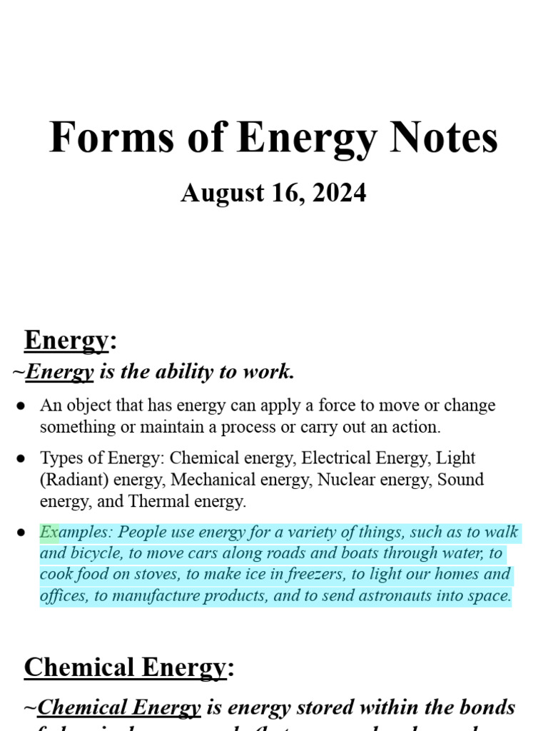 Zoey Rome - Forms of Energy Notes | PDF | Atoms | Light