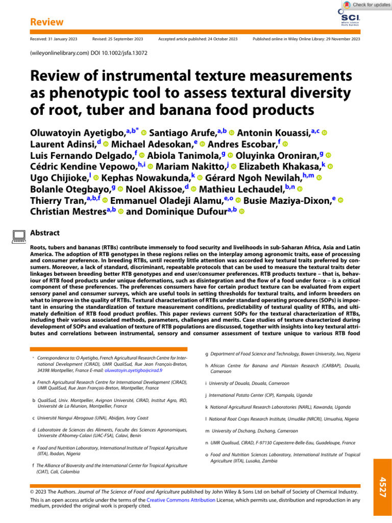 J Sci Food Agric - 2023 - Ayetigbo - Review of Instrumental Texture ...