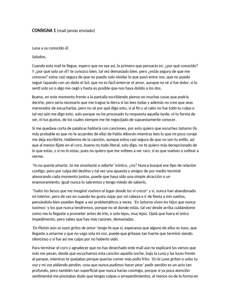 Consigna 1 | PDF | Amor