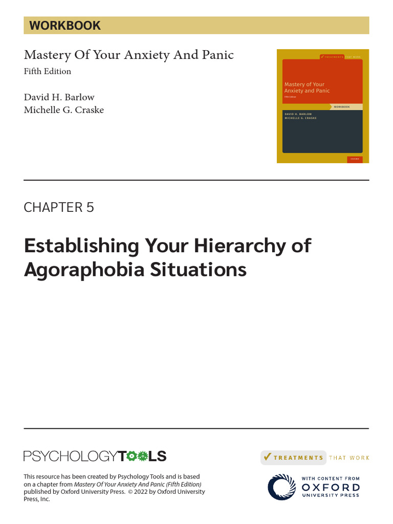 Agoraphobia Hierarchy Workbook Guide | PDF | Anxiety | Agoraphobia