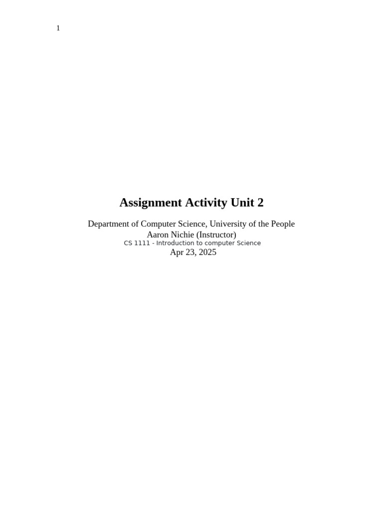 Assignment Activity Unit 2 | PDF | Character Encoding | Binary Coded Decimal