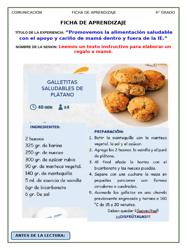 LEE UN TEXTO INSTRUCTIVO - Ficha | PDF