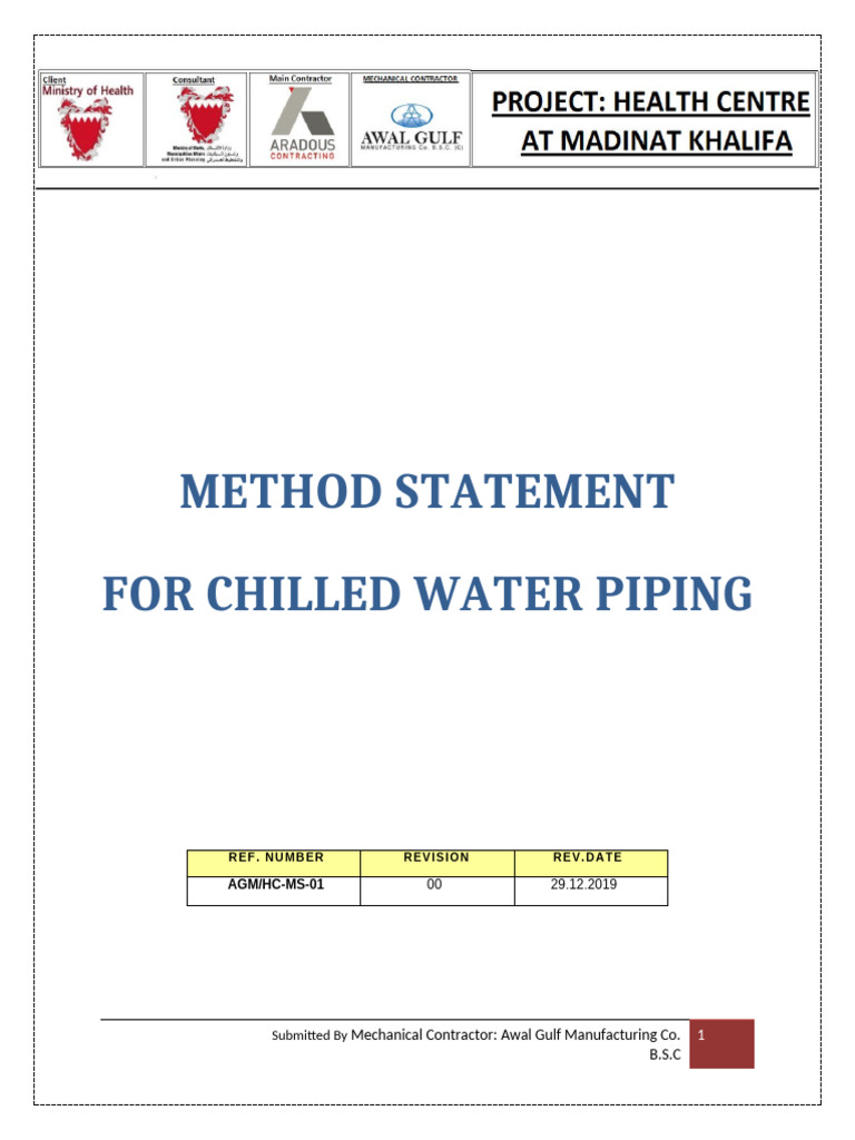 Method Statement CHW Pipes Rev01 | PDF | Leak | Pipe (Fluid Conveyance)