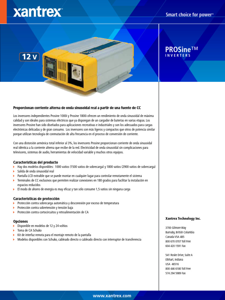 Espanol-Manual Inversor Xantrex Prosine 1000-1800 | PDF | Corriente ...