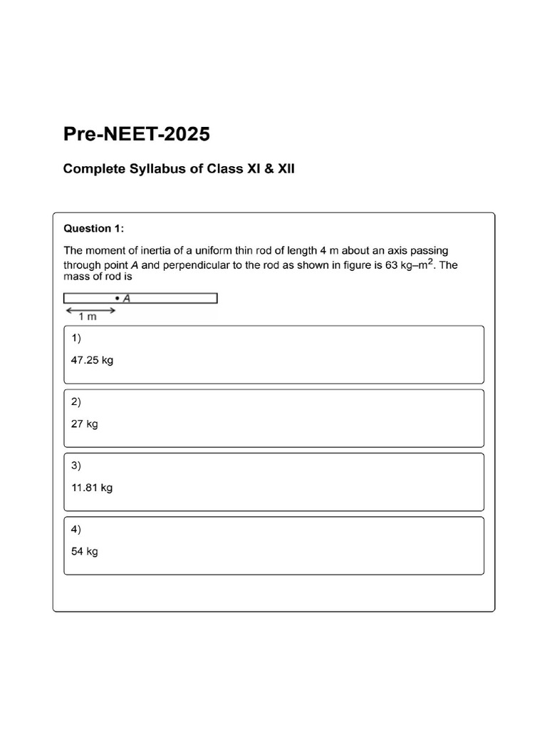 PRE-NEET Updated Question Paper | PDF