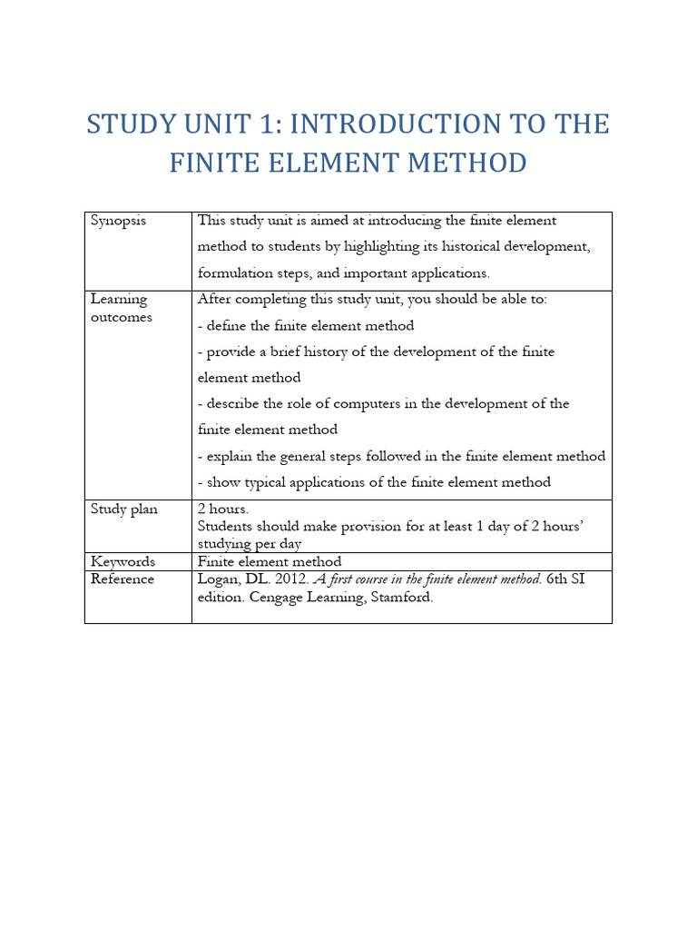 STUDY UNIT 1-INTRODUCTION TO THE STIFFNESS METHOD | PDF | Finite Element Method | Matrix ...