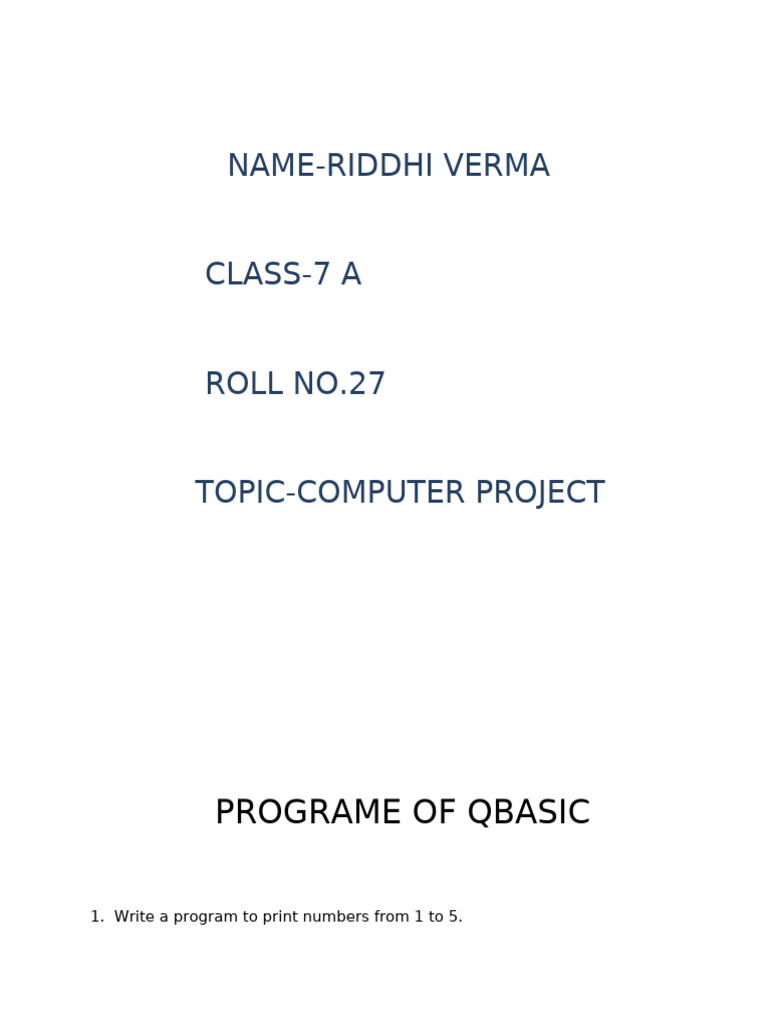 Riddhi Verma Qbasic Program | PDF
