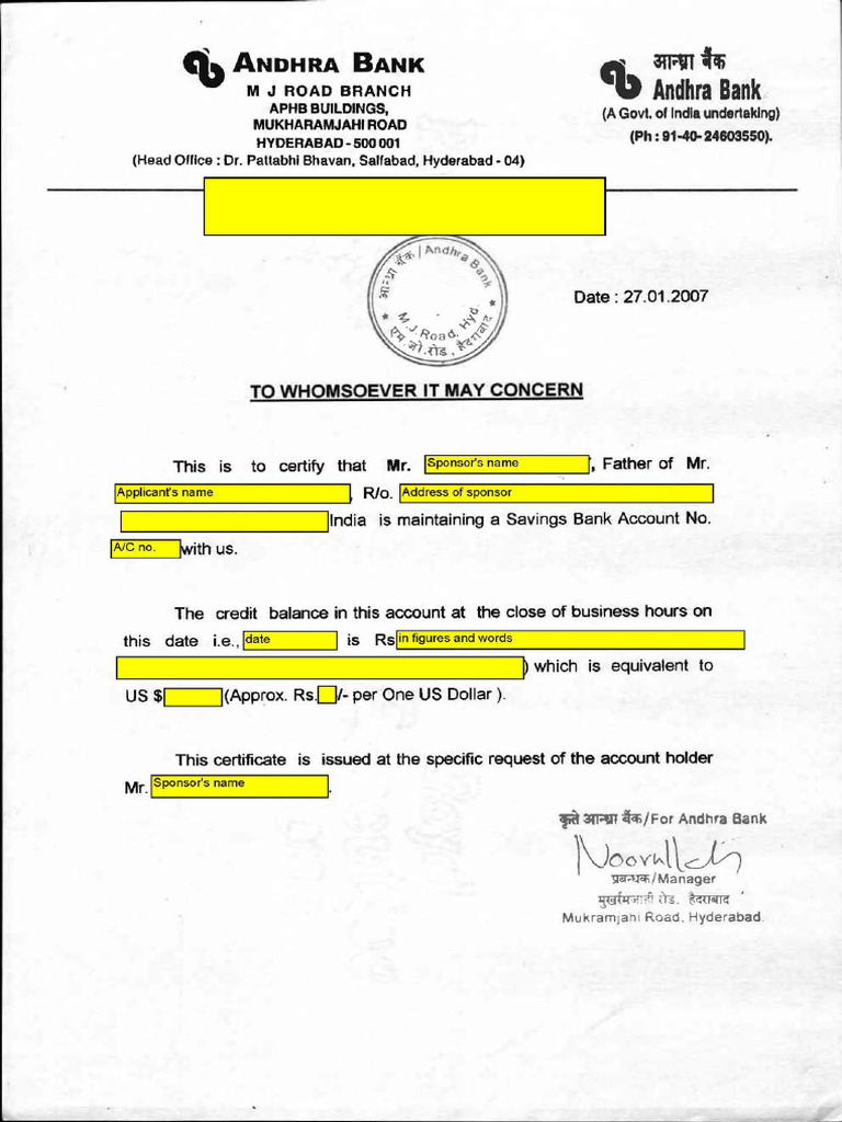 Bank Certificate Sample | PDF