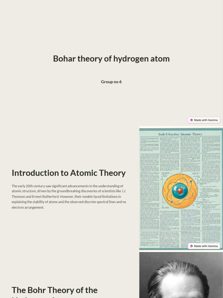 Bohar Theory of Hydrogen Atom | PDF | Spectral Line | Emission Spectrum