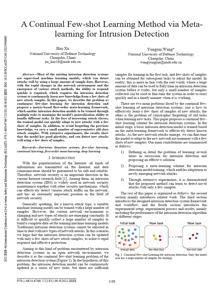 A Continual Few-Shot Learning Method Via Meta-Learning For Intrusion Detection | PDF | Internet ...