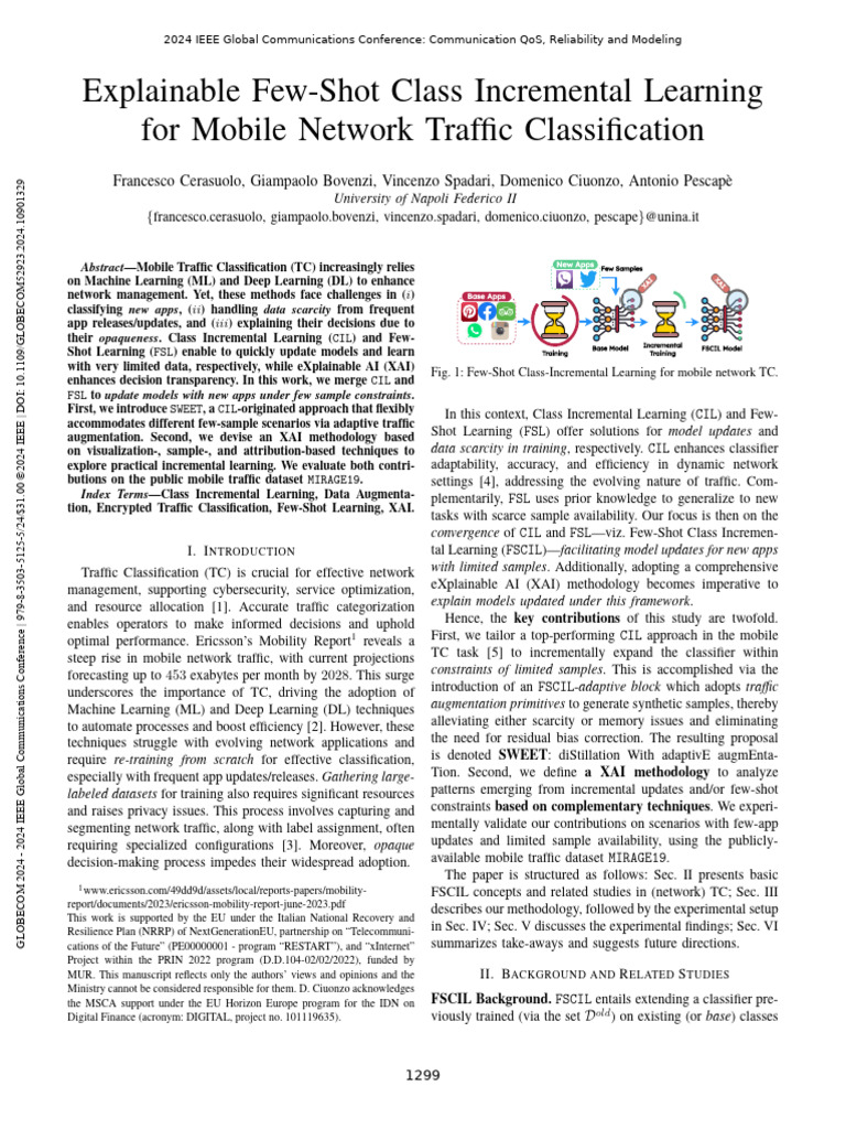 Explainable Few-Shot Class Incremental Learning For Mobile Network Traffic Classification | PDF ...