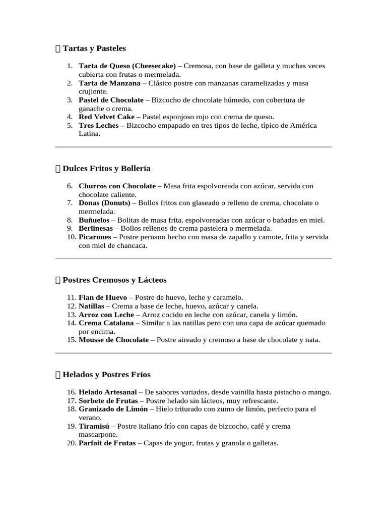 20 Recetas de Postres | PDF