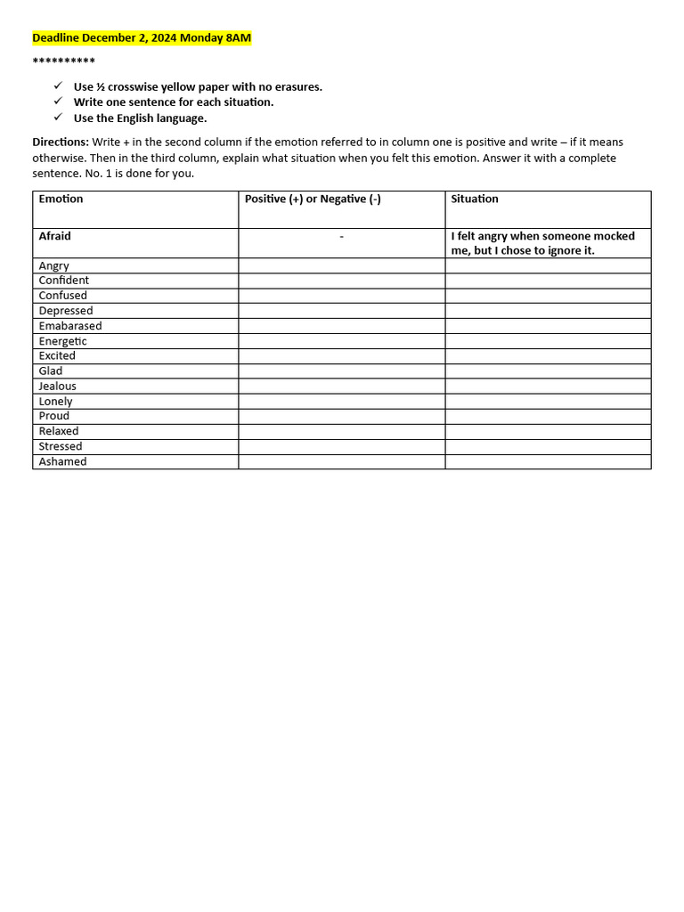 Activity - Managing Emotions | PDF