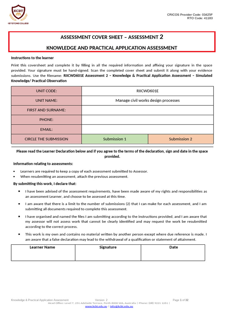 Updated RIICWD601E Knowledge Practical Application Assessment Workbook ...
