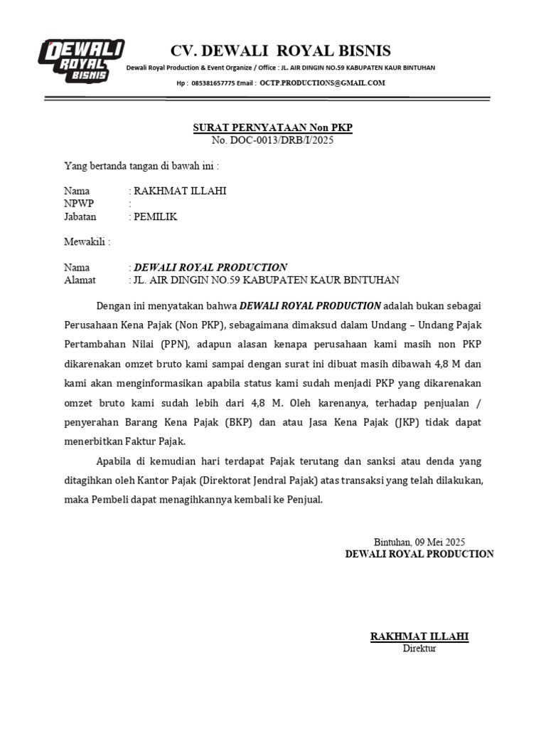 DRB Surat-Pernyataan-non-PKP(1) | PDF