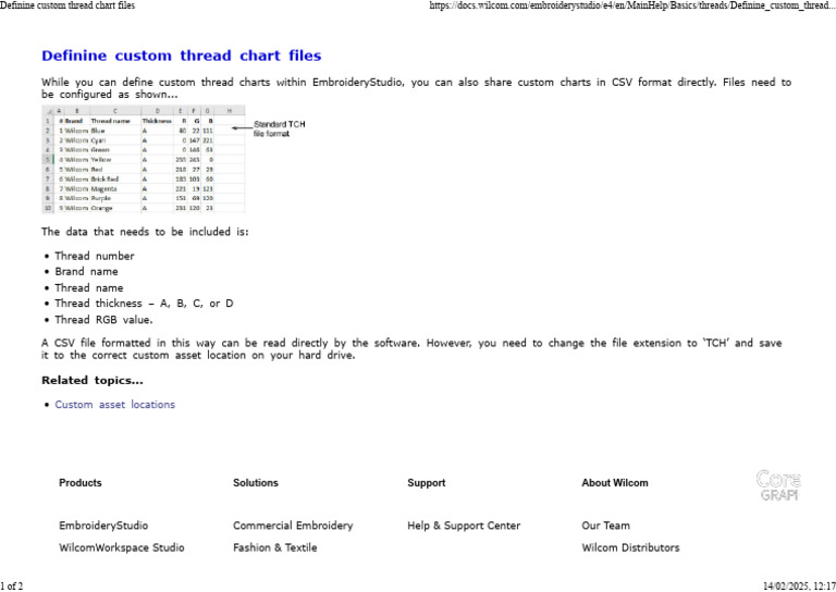 Wilcom - Definine Custom Thread Chart Files | PDF