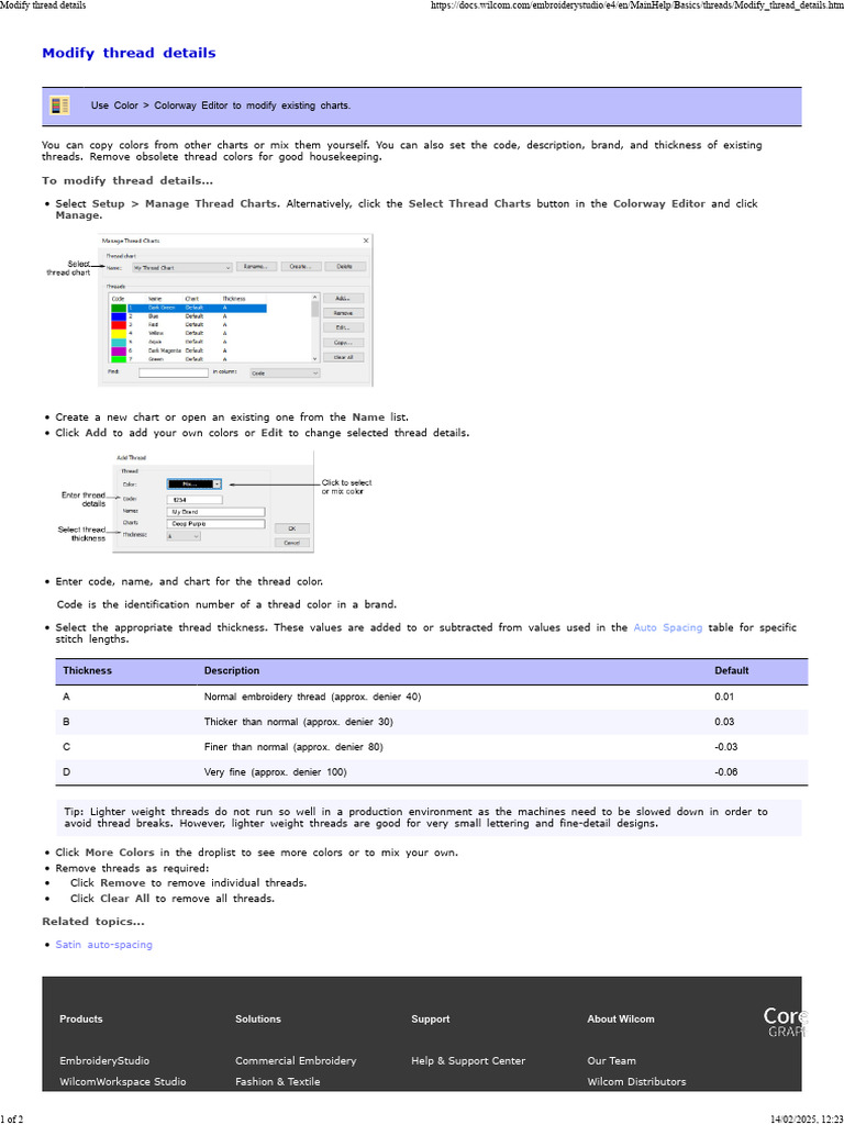 Wilcom - Modify Thread Details | PDF | Textiles