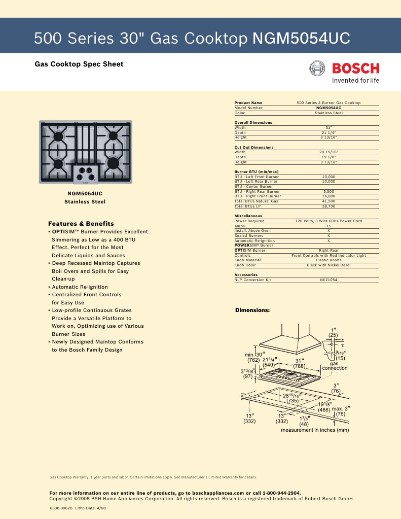 Bosch NGM5054UC | PDF | Cooking, Food & Wine
