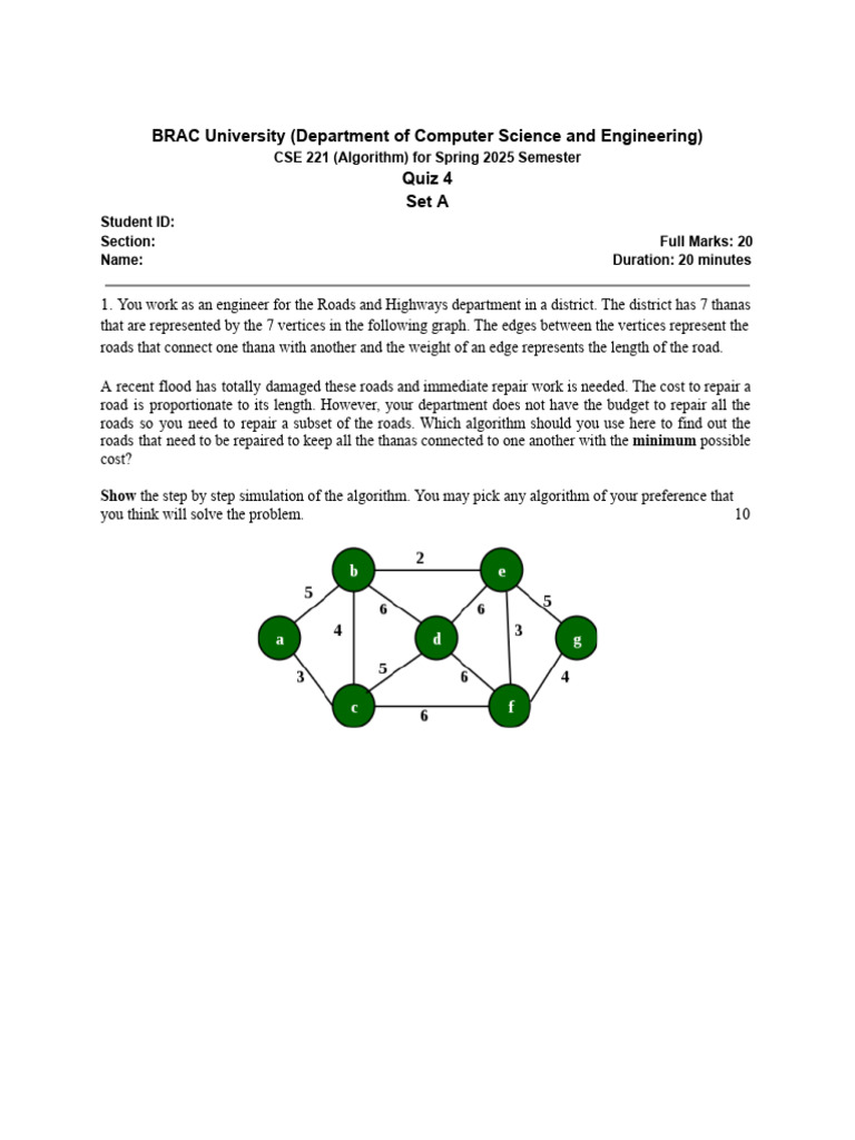 CSE221 Quiz4 (NSB) | PDF