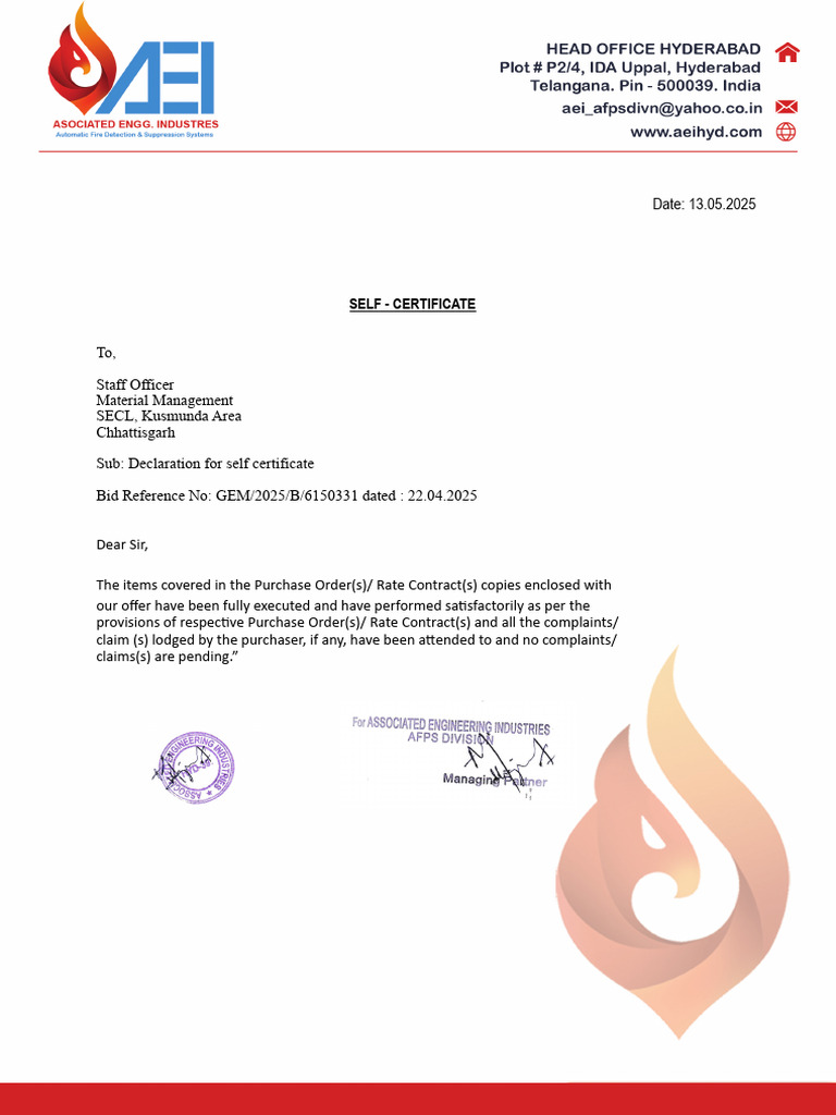 Self Certificate | PDF