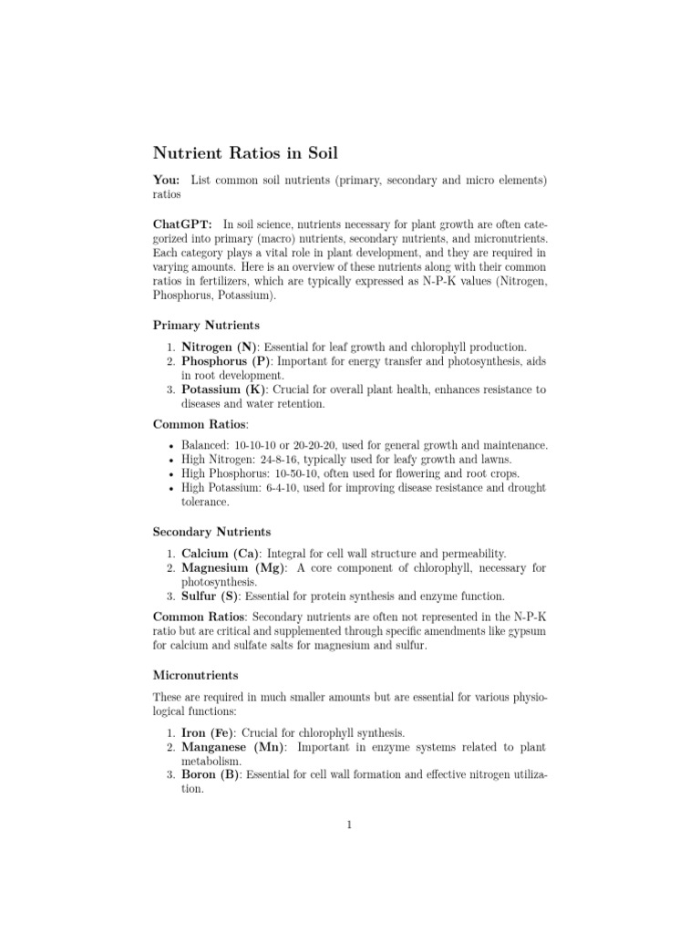Nutrient Ratios in Soil | PDF | Plant Nutrition | Soil