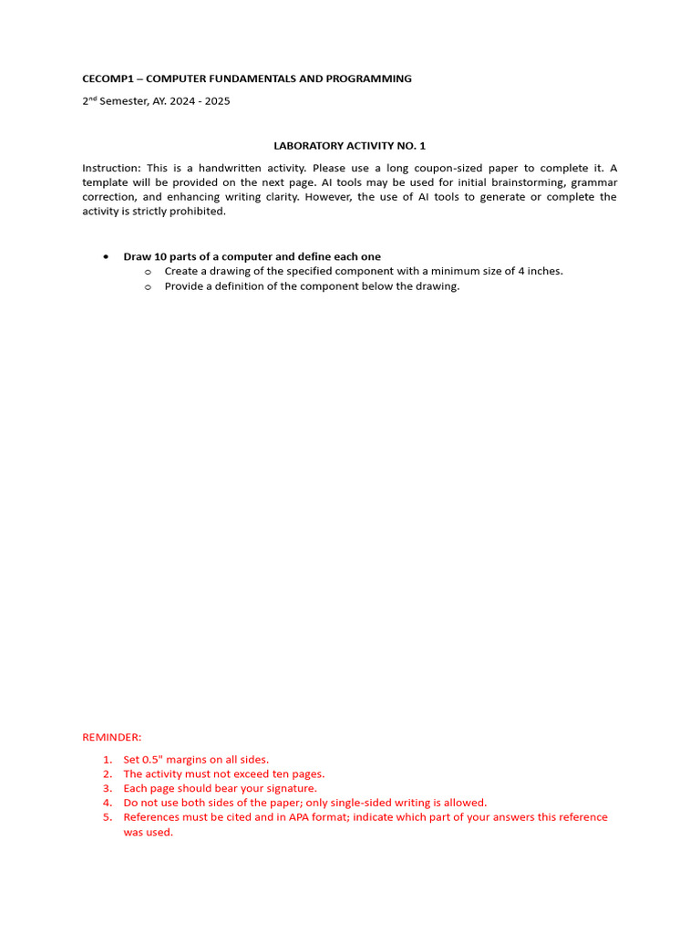 Laboratory Activity 1 | PDF