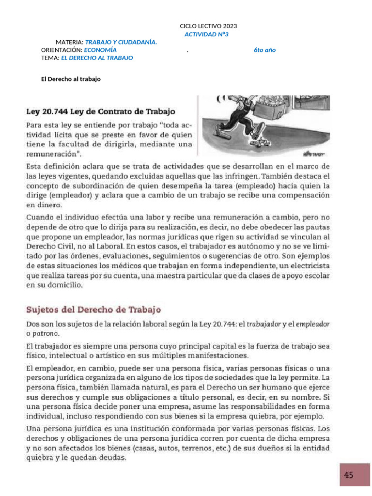 6º Año - TyC Ley20744 | PDF