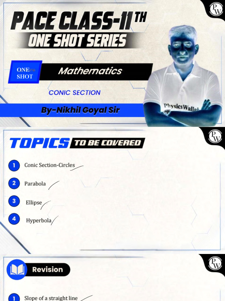 Conic Section - Class Notes - Pace Class - 11th One Shot Series | PDF