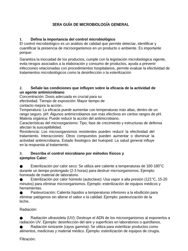 Control Microbiano: Métodos y Eficacia | PDF | Esterilización ...