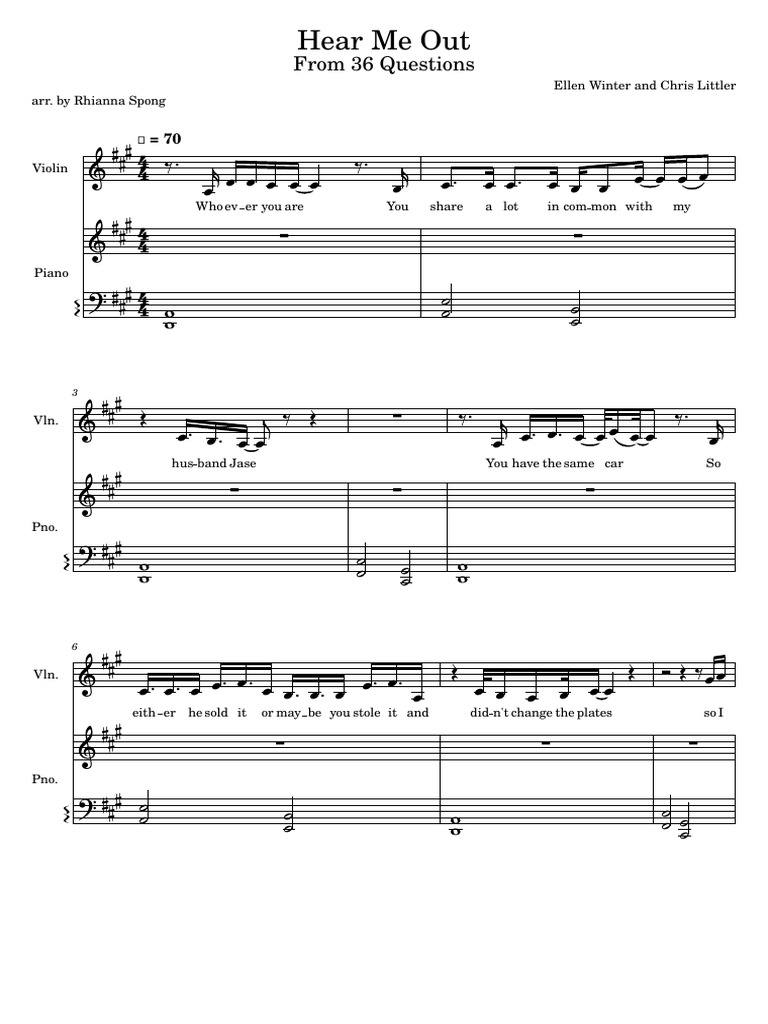 Hear Me Out: 36 Questions Lyrics | PDF