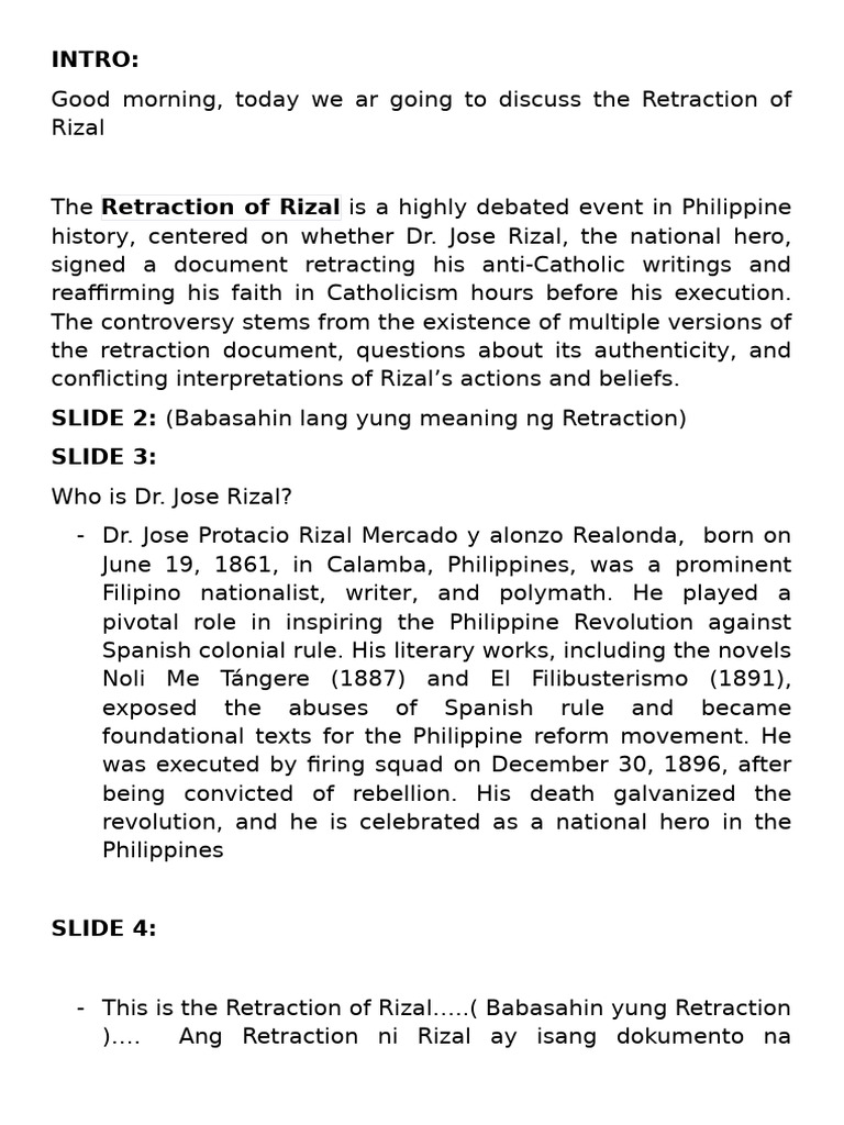EXPLANATION - Retraction-of-Rizal | PDF