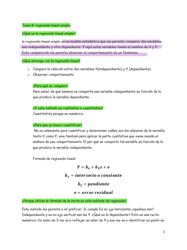 Regresion Lineal Simple | PDF | Análisis de regresión | Regresión lineal