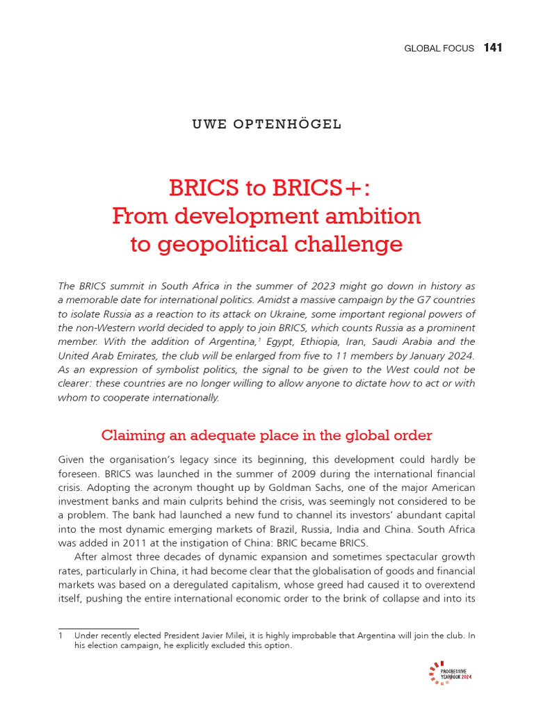 BRICS To BRICS From Development Ambition To Geopolitical Challenge ...