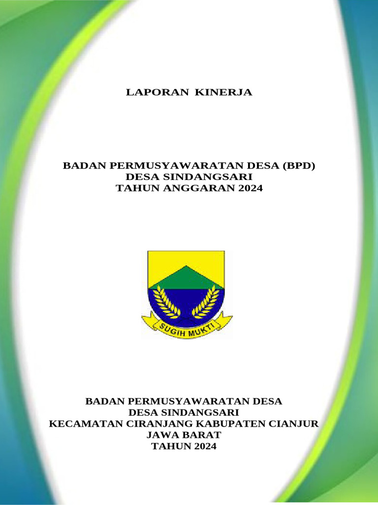 LAPORAN KINERJA BPD SINDANGSARI 2024 - New | PDF