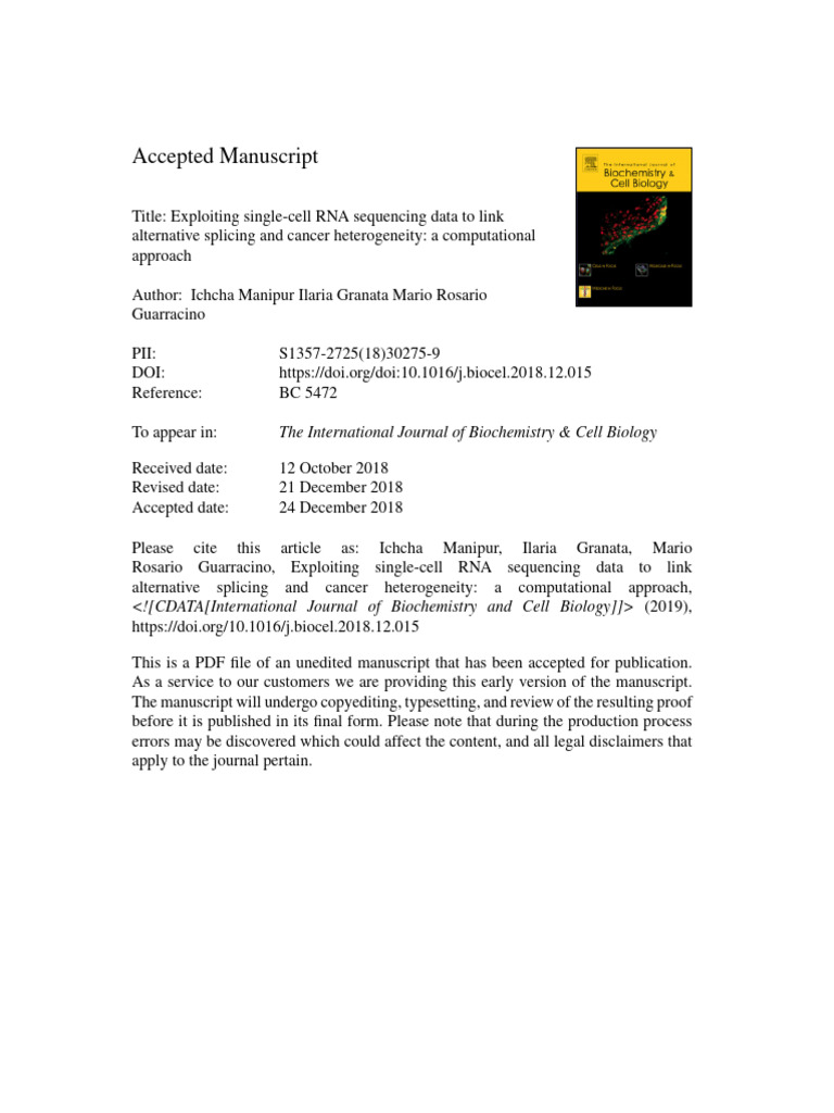 Exploiting Single-cell RNA Sequencing Data | PDF | Alternative Splicing ...