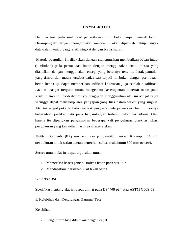Fungsi dan Arti Hammer Test Beton | PDF