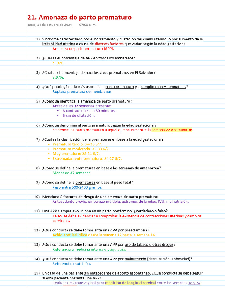 Amenaza de Parto Prematuro: Guía Completa | PDF | Parto prematuro | Parto