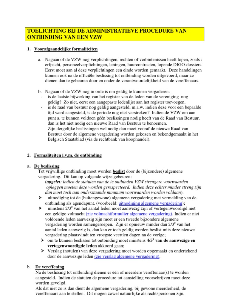 Toelichting Procedure Ontbinding | PDF