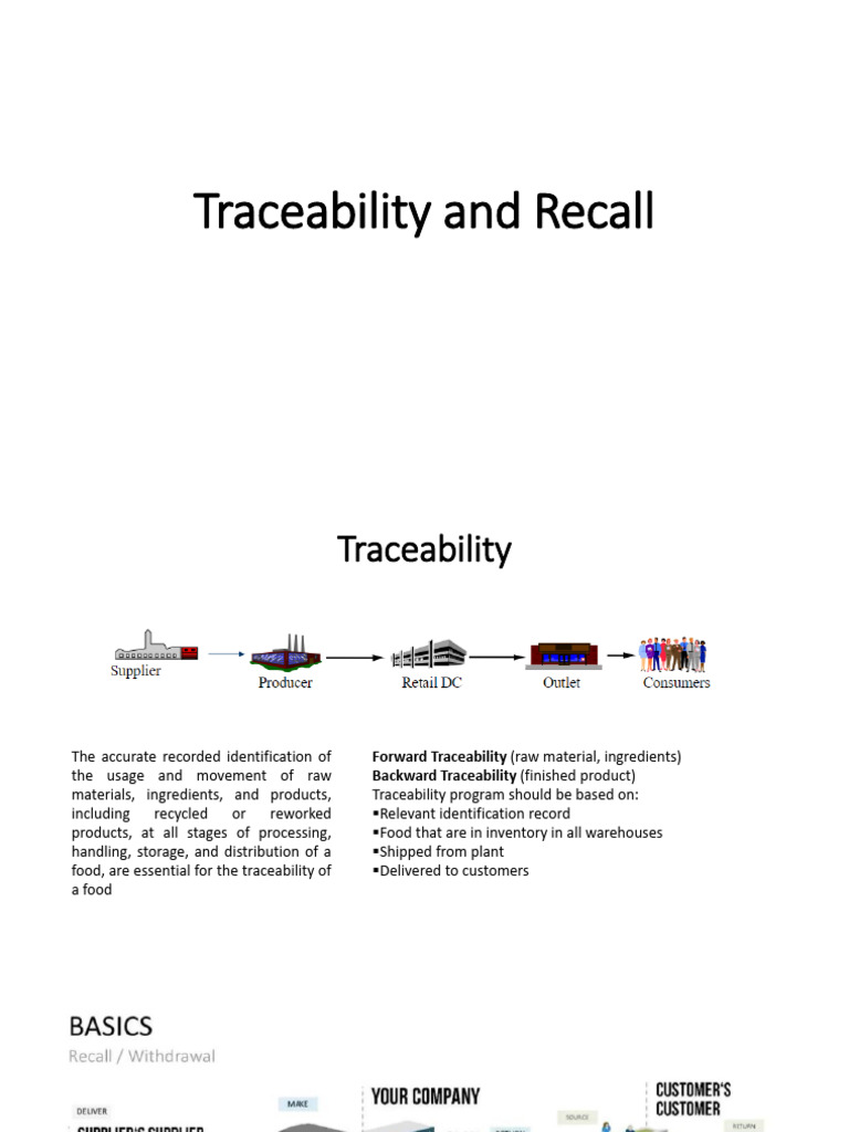 Lecture Traceability and Recall | PDF