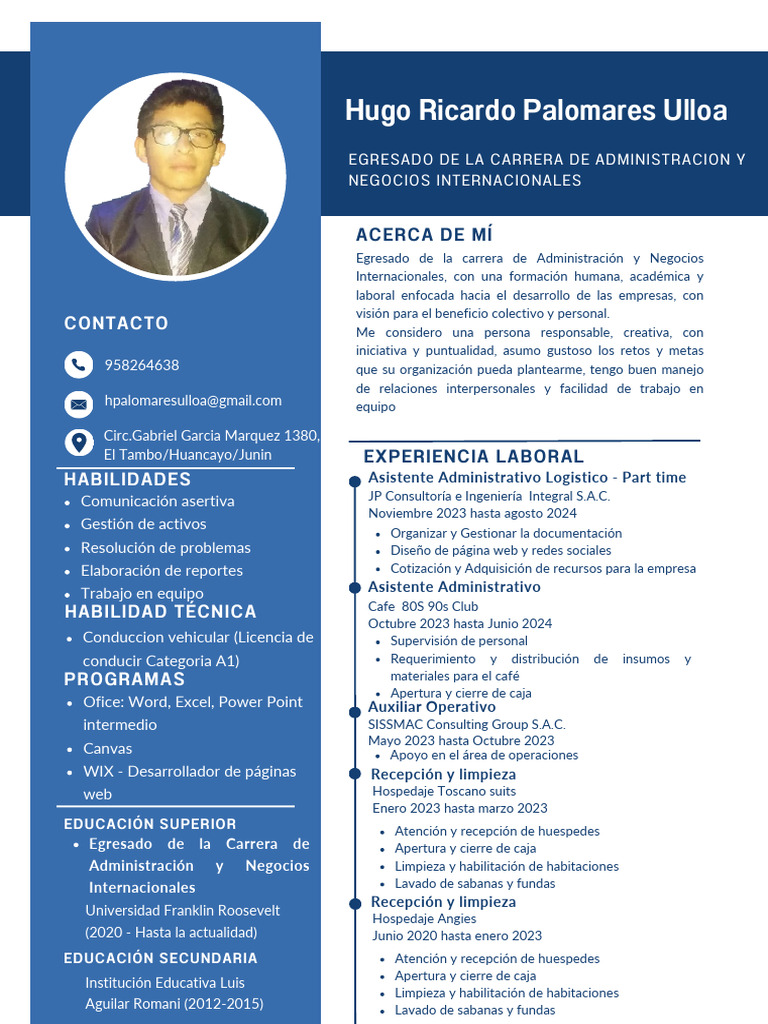 Currículum Vitae CV de Hugo Palomares Ulloa | PDF | Business