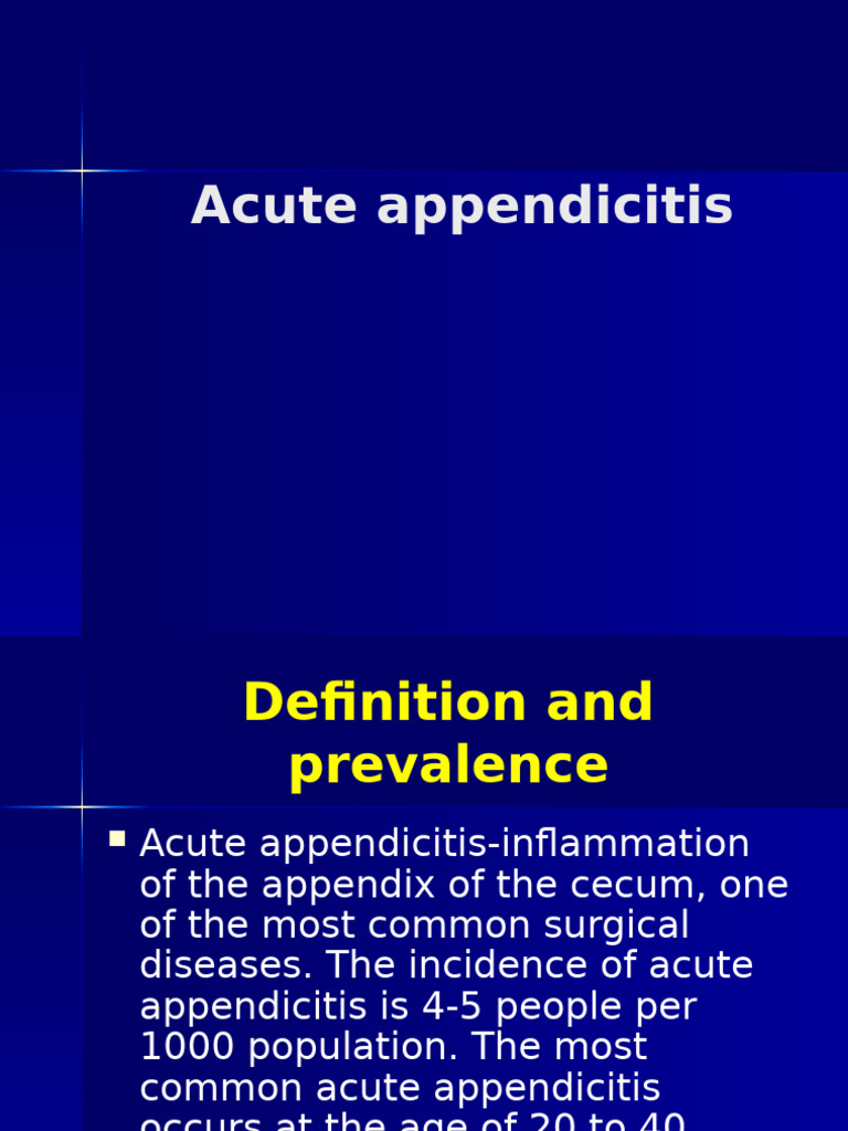 Acute Appendicitis | PDF | Gastroenterology | Diseases And Disorders