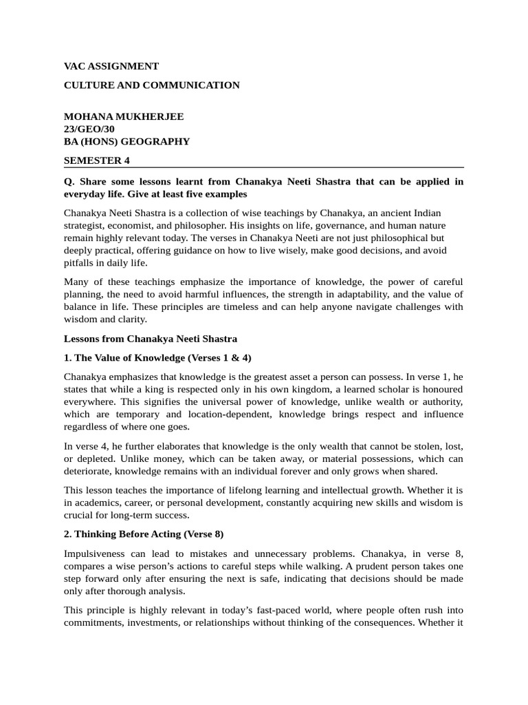 Vac Assignment | PDF | Knowledge | Contentment