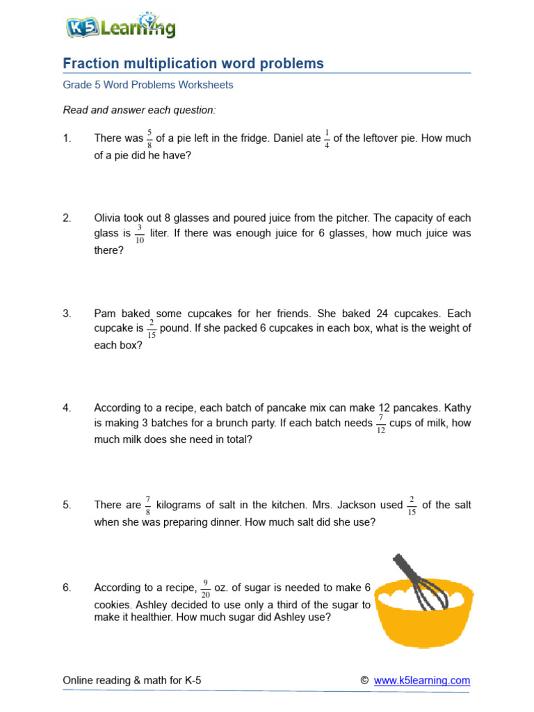 Grade-5-Word-Problems-Multiplying-Fractions-With Answers2 | PDF ...