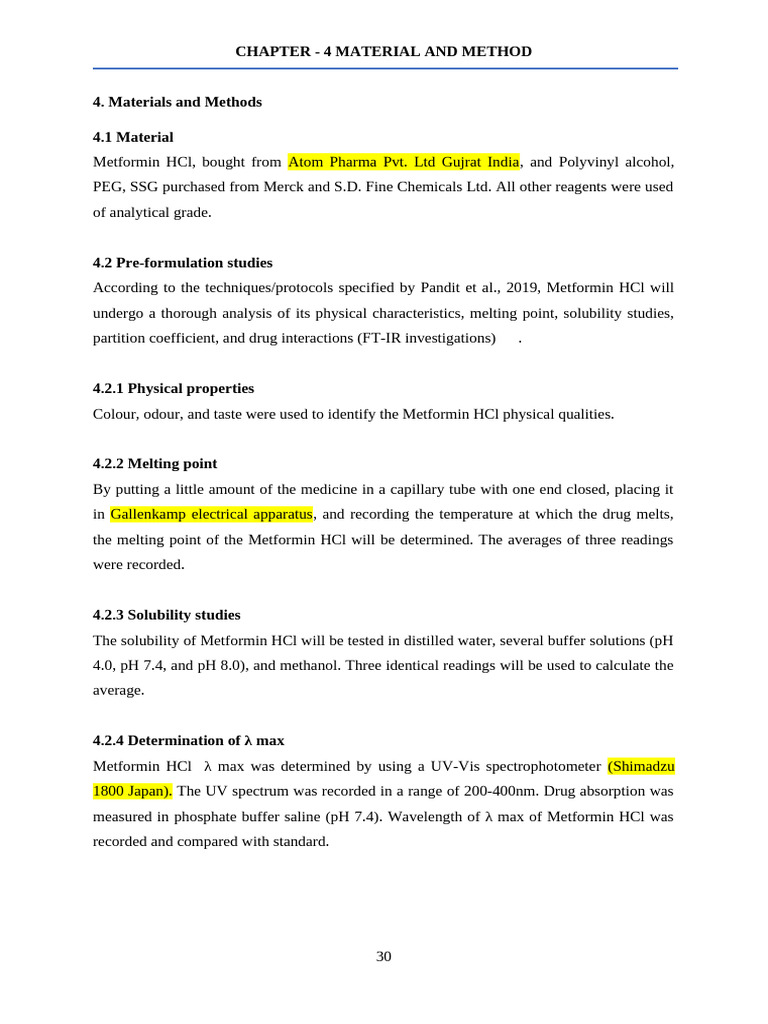 CHAPTER 4. MATERIAL AND METHOD FINAL | PDF | Ph | Ultraviolet–Visible Spectroscopy